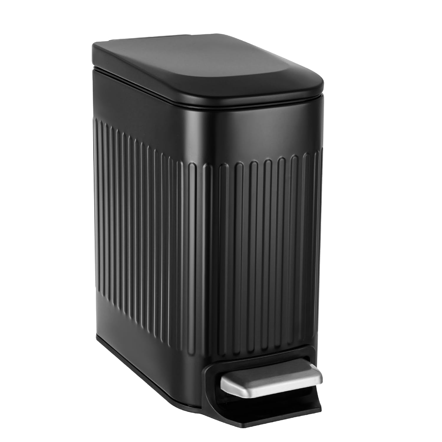 Slim Bathroom Trash Can with Lid Soft Close, Stainless Steel Small ...