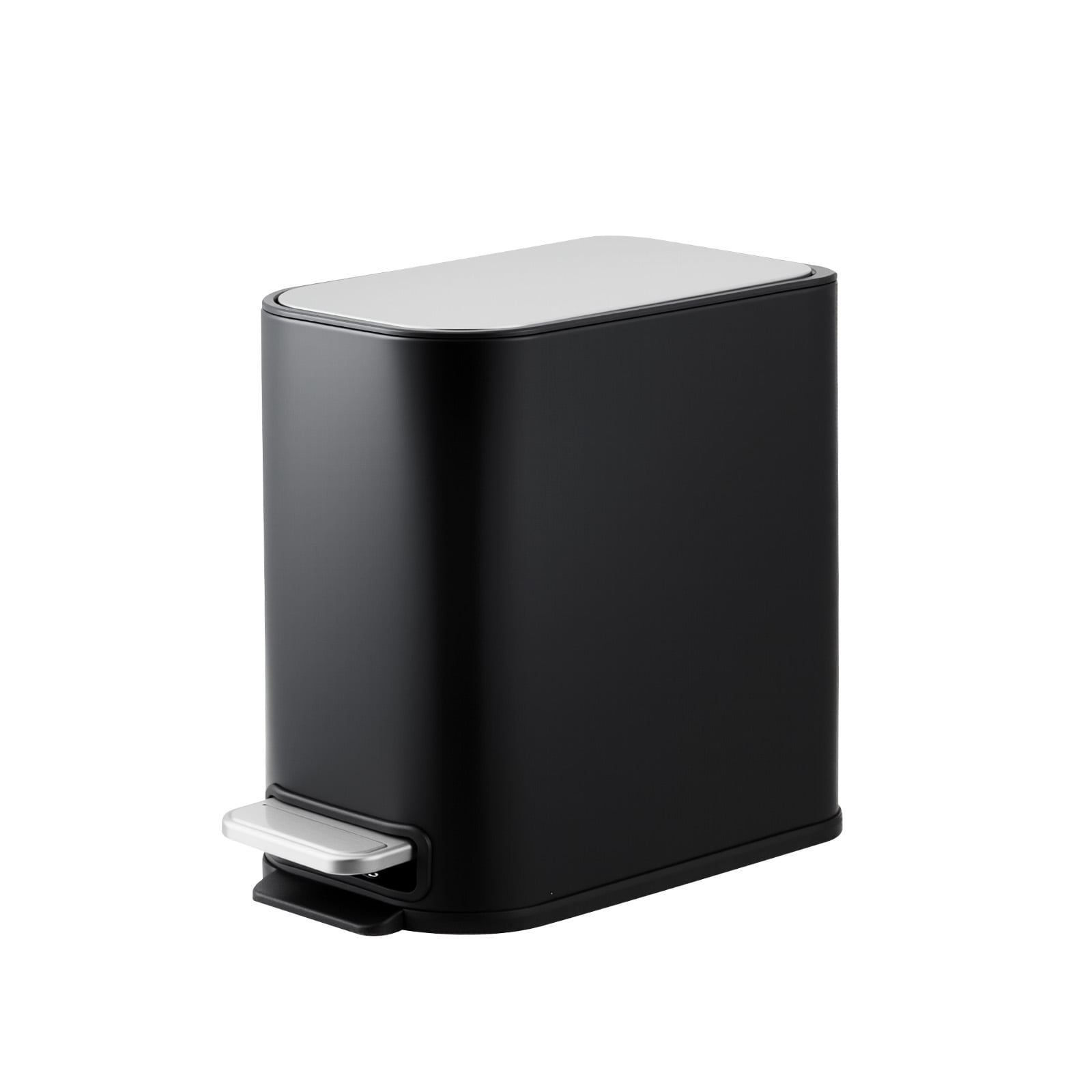 Slim Bathroom Trash Can with Lid Soft Close, Step Pedal, 5 Liter / 1.3 ...