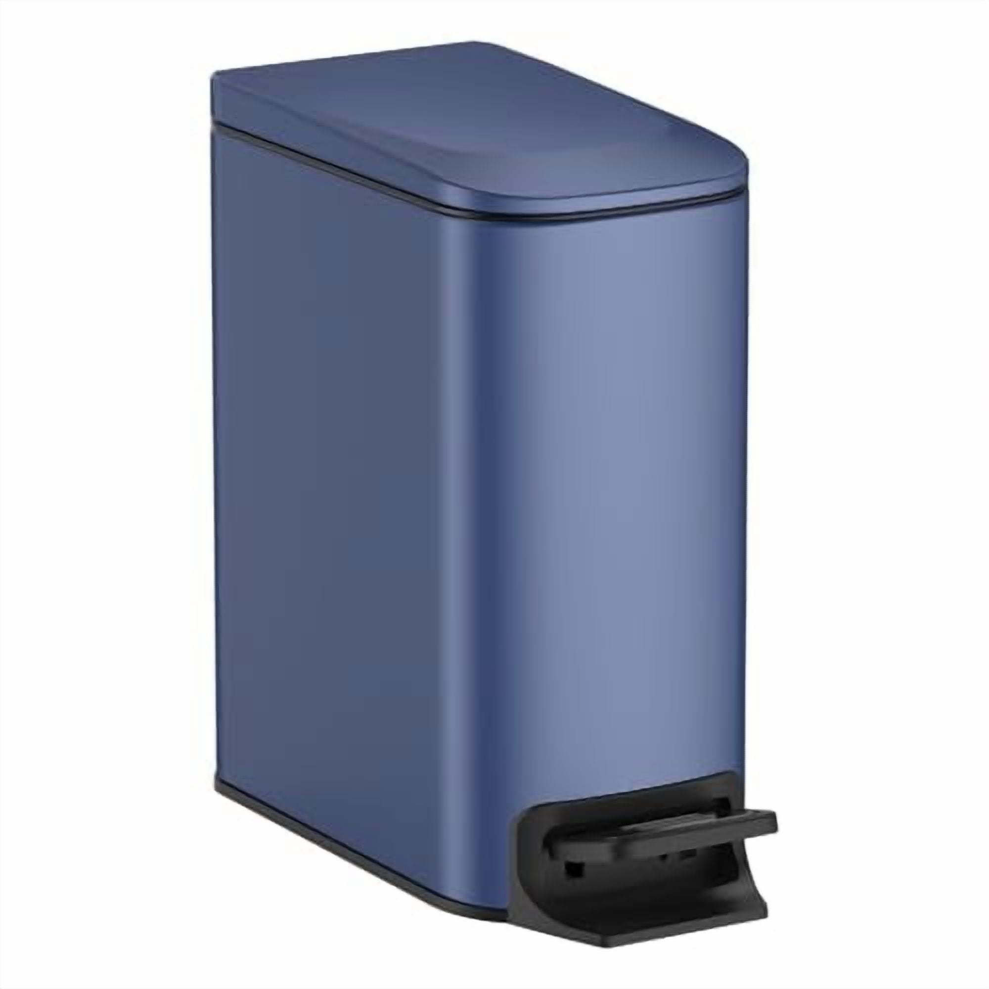 Slim Bathroom Trash Can with Lid Soft Close, Step Pedal, 6 Liter / 1.6 ...
