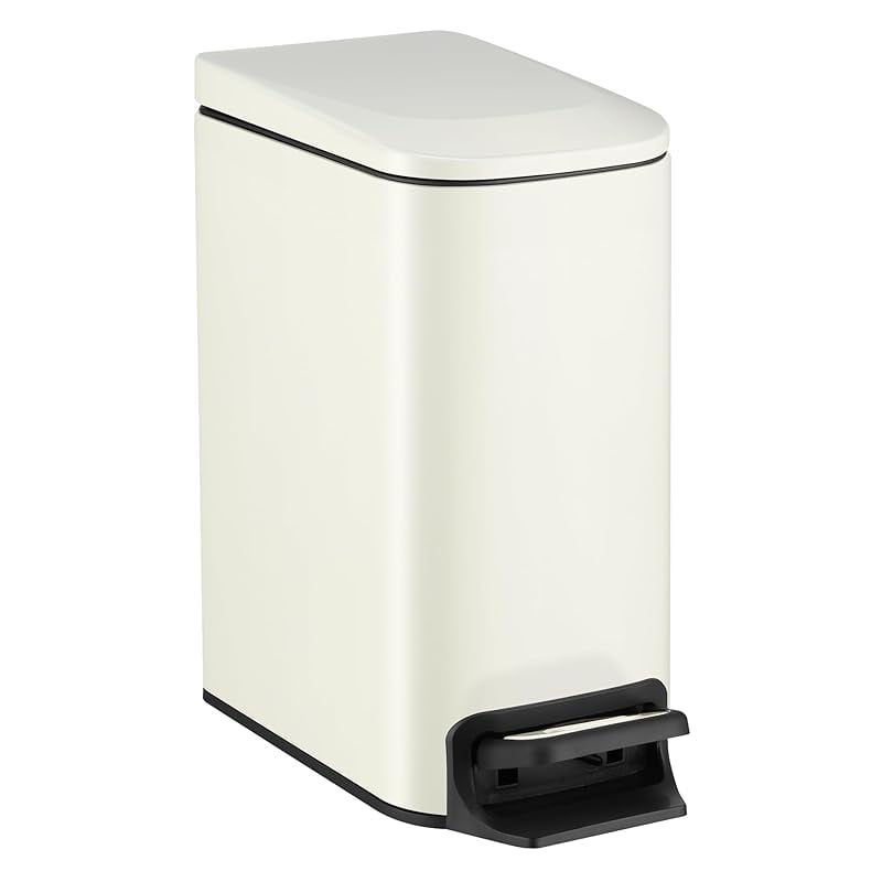 Slim Bathroom Trash Can with Lid Soft Close, Step Pedal, 6 Liter / 1.6 ...