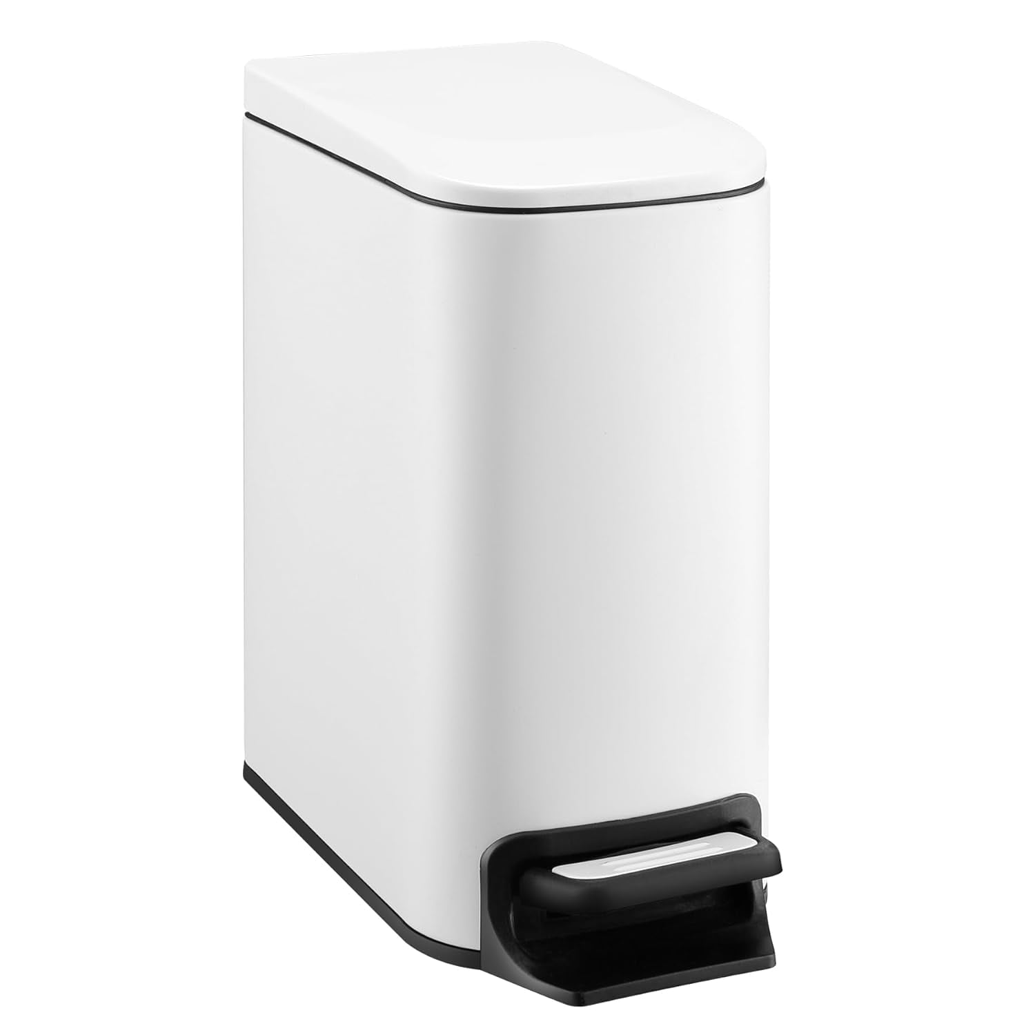 Slim Bathroom Trash Can with Lid Soft Close, Step Pedal, 6 Liter / 1.6 ...