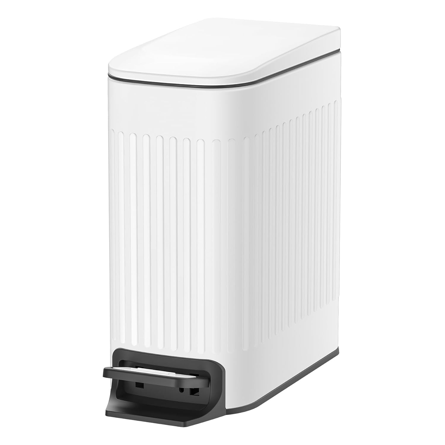 Slim Bathroom Trash Can with Lid Soft Close, Step Pedal, 6 Liter / 1.6 ...