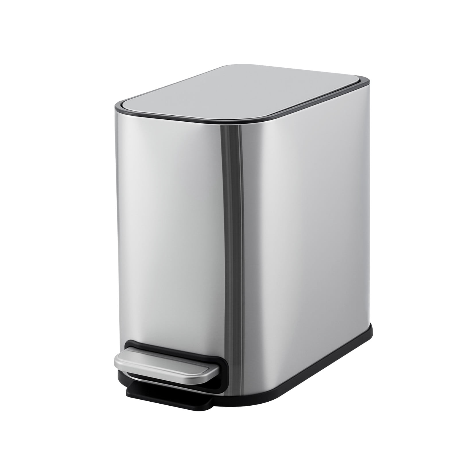 Slim Bathroom Trash Can with Lid Soft Close, Step Pedal, 8 Liter / 2.1 ...