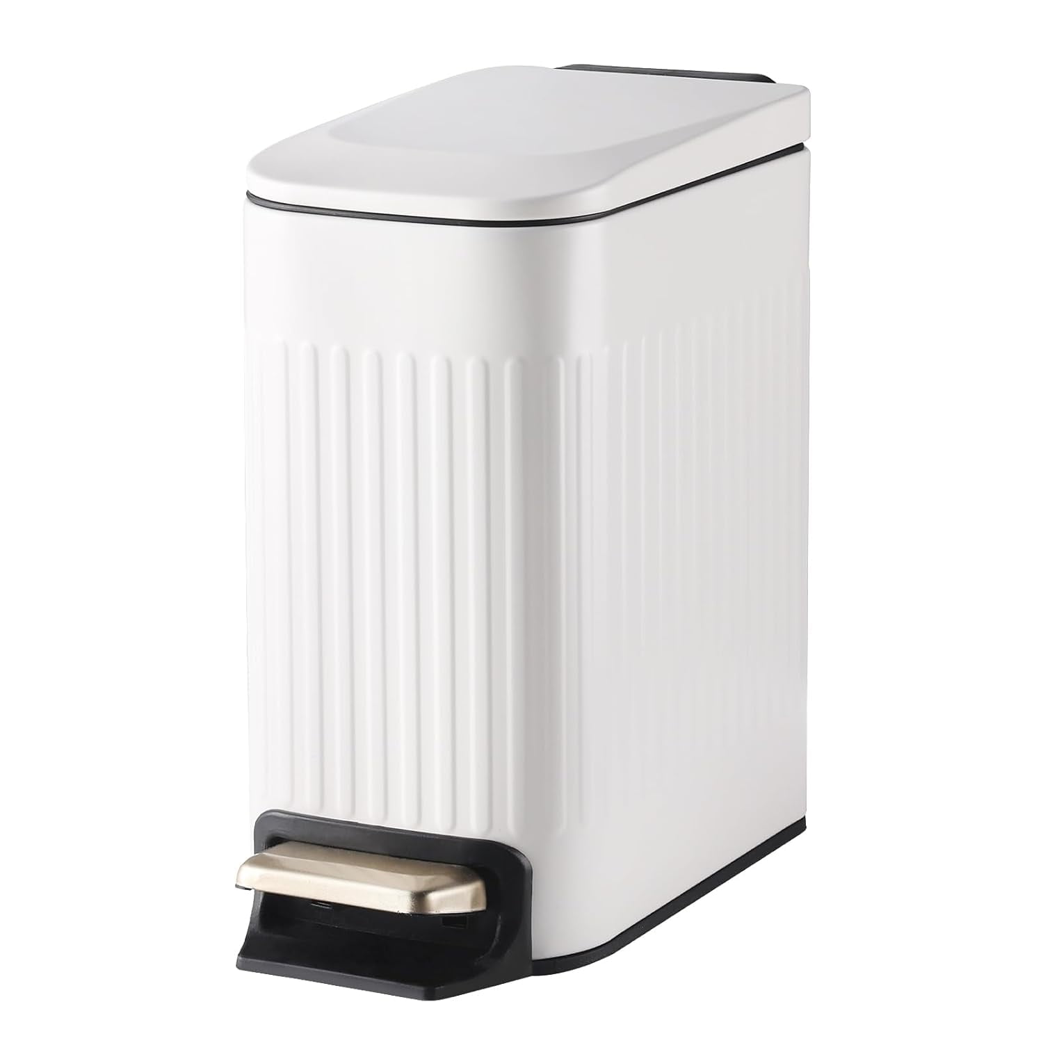 Slim Bathroom Trash Can with Soft Close Lid Stainless Steel Garbage Can ...