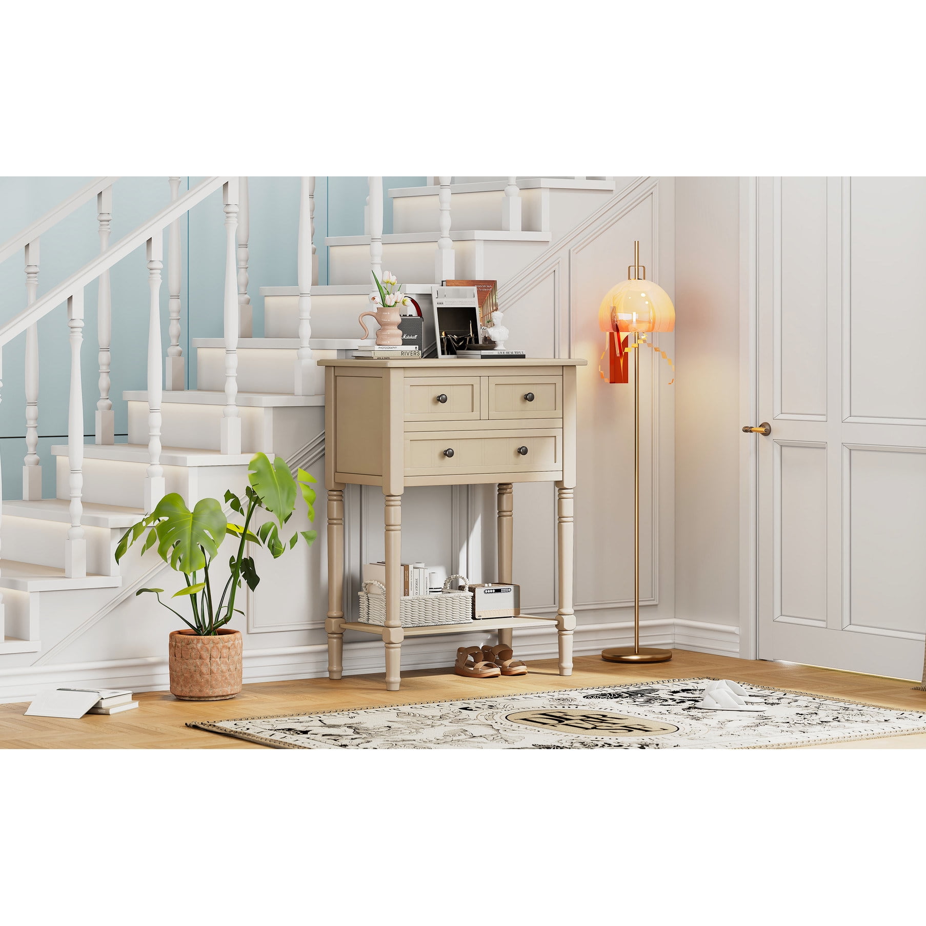 Slim Beige Console Table | Organize Living Room Items, Ideal for Narrow ...
