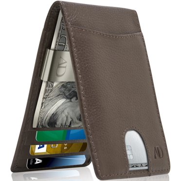Genuine Leather Trifold Wallets For Men - Mens Wallet With 2 Flip-Up ID ...