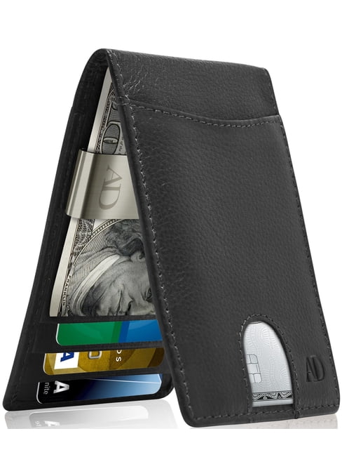 Super Slim RFID Leather Wallet For Men Card Holder With Money Clip ...
