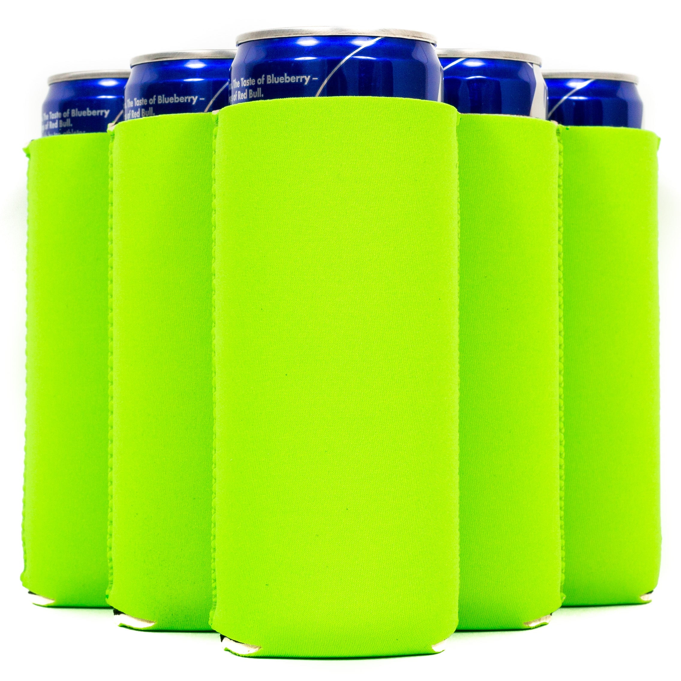 Slim Can Cooler Sleeves, Neon Green Skinny 12 oz Tall Neoprene 4mm ...