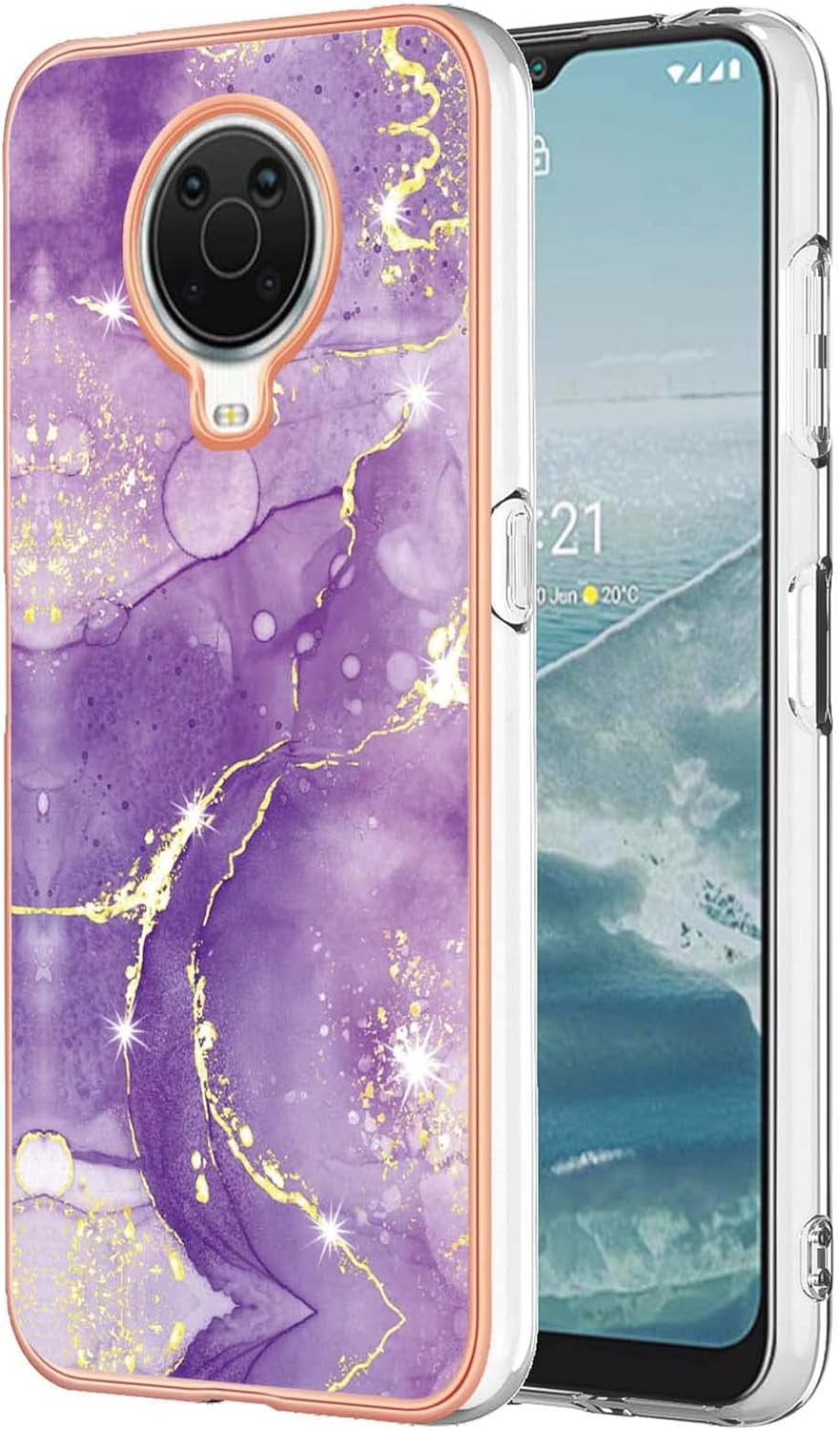 Slim Case for Nokia G20,Case for Nokia G10, Shiny IMD Marble Pattern ...