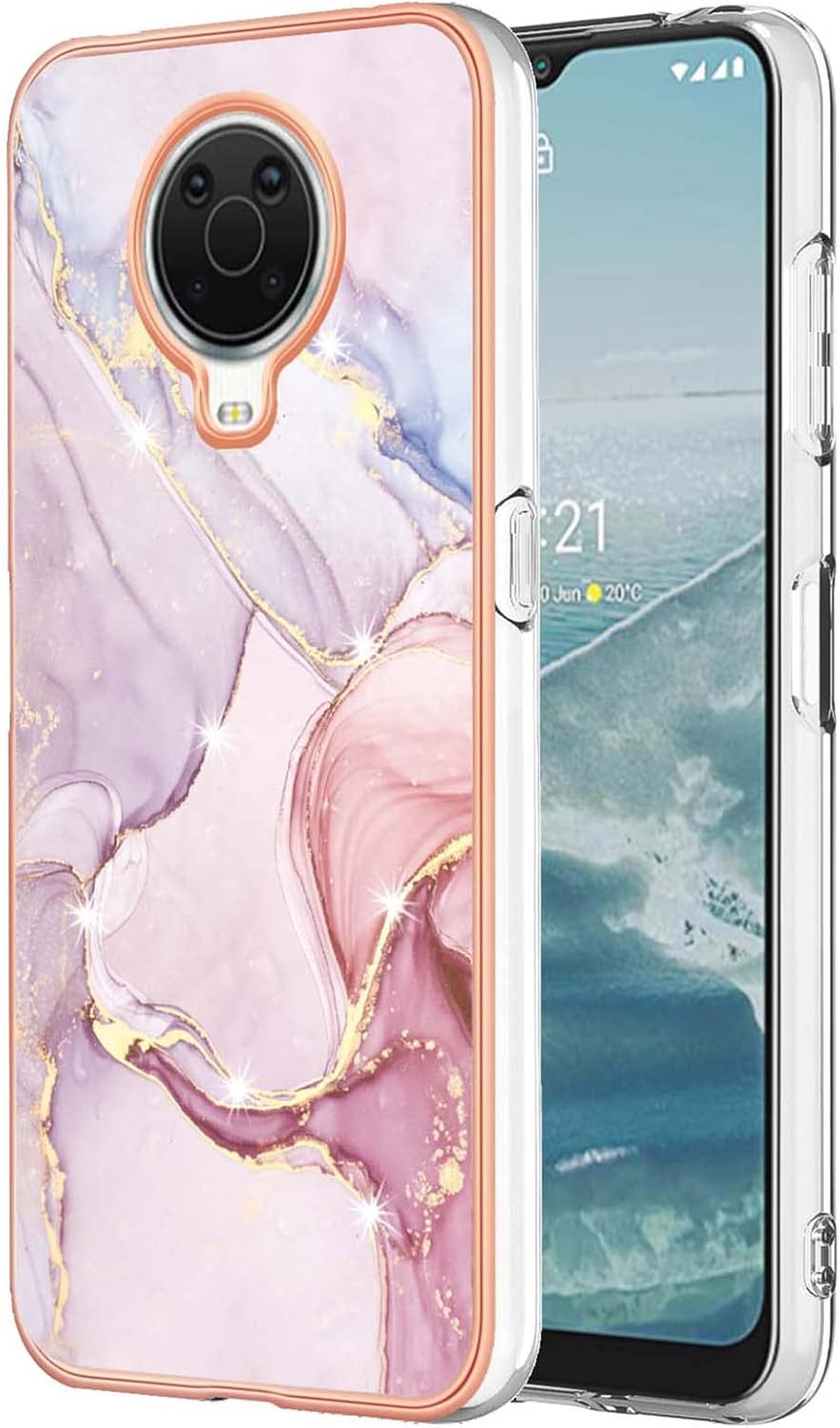 Slim Case for Nokia G20,Case for Nokia G10,Shiny IMD Marble Pattern ...