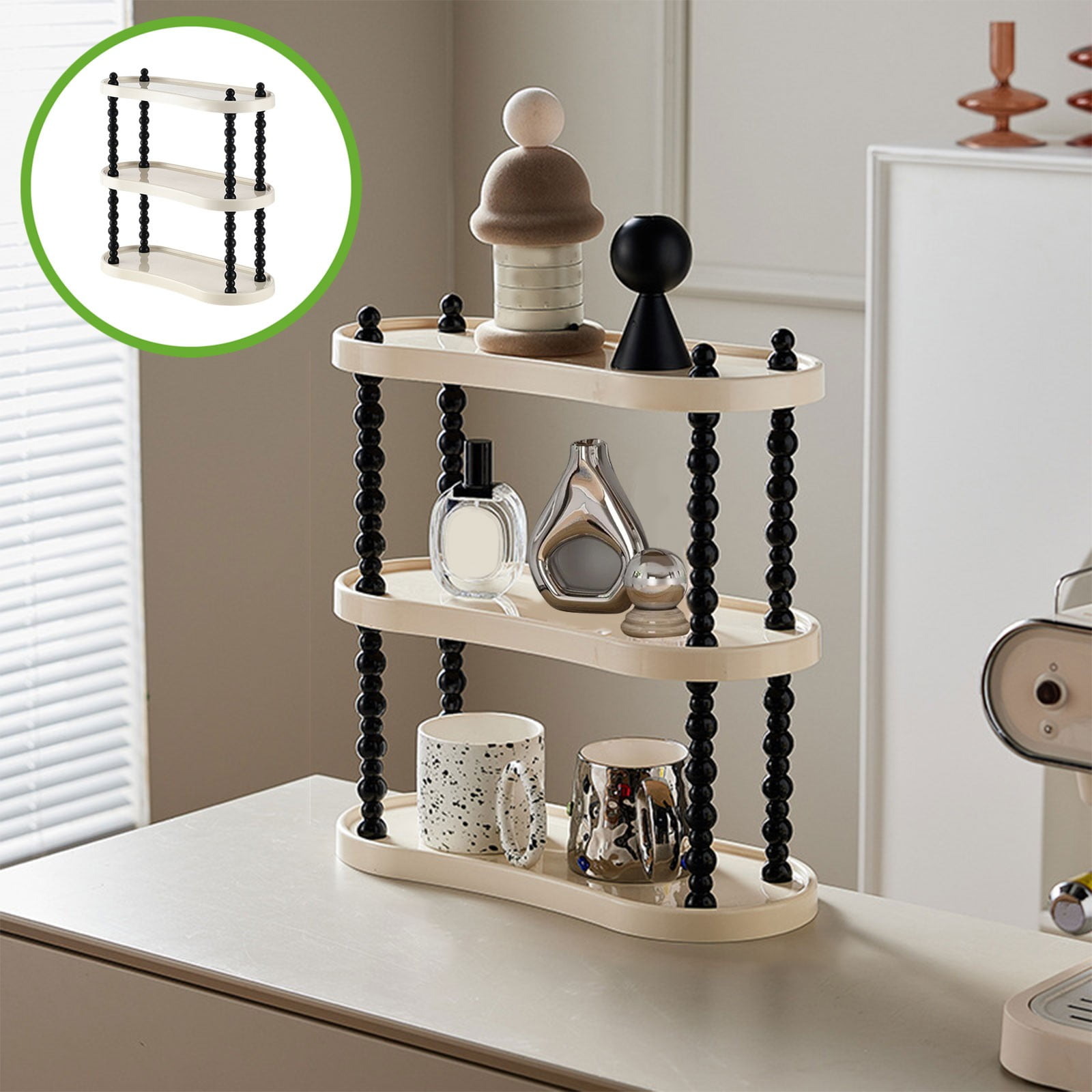 Slim Cream Organizer (14.96"×6.3"×15.75") , Vertical Desktop Storage ...