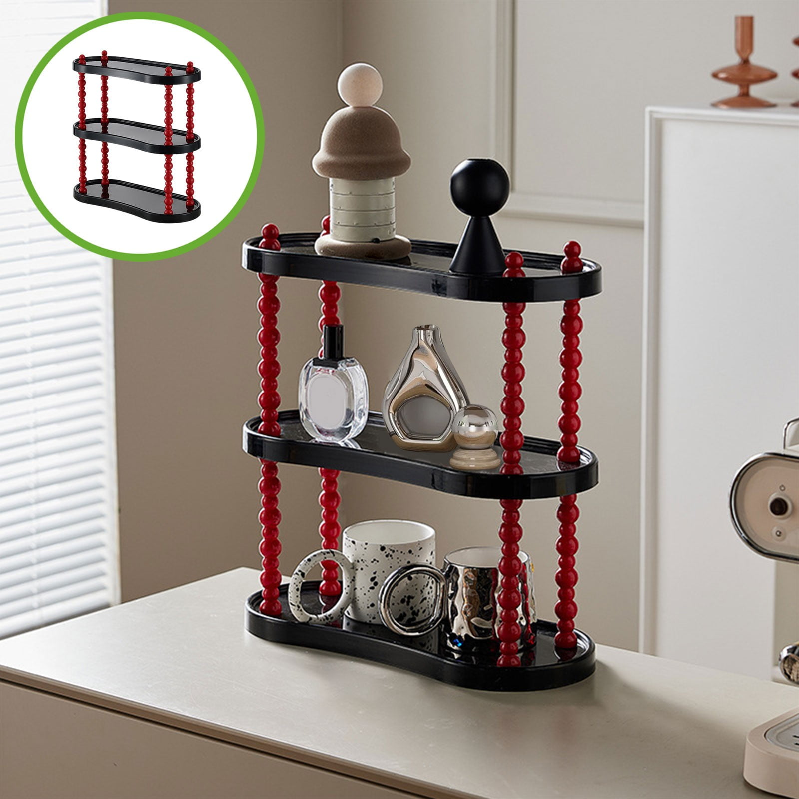 Slim Cream Organizer (14.96"×6.3"×15.75") , Vertical Desktop Storage ...