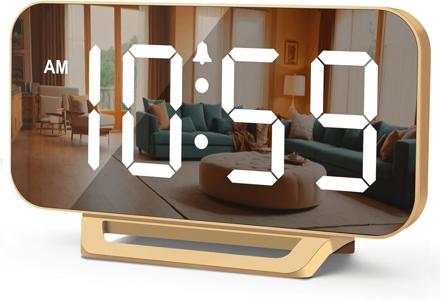 Slim Digital Mirror Clock, Aesthetic Alarm Clock for Desk - Plug in ...