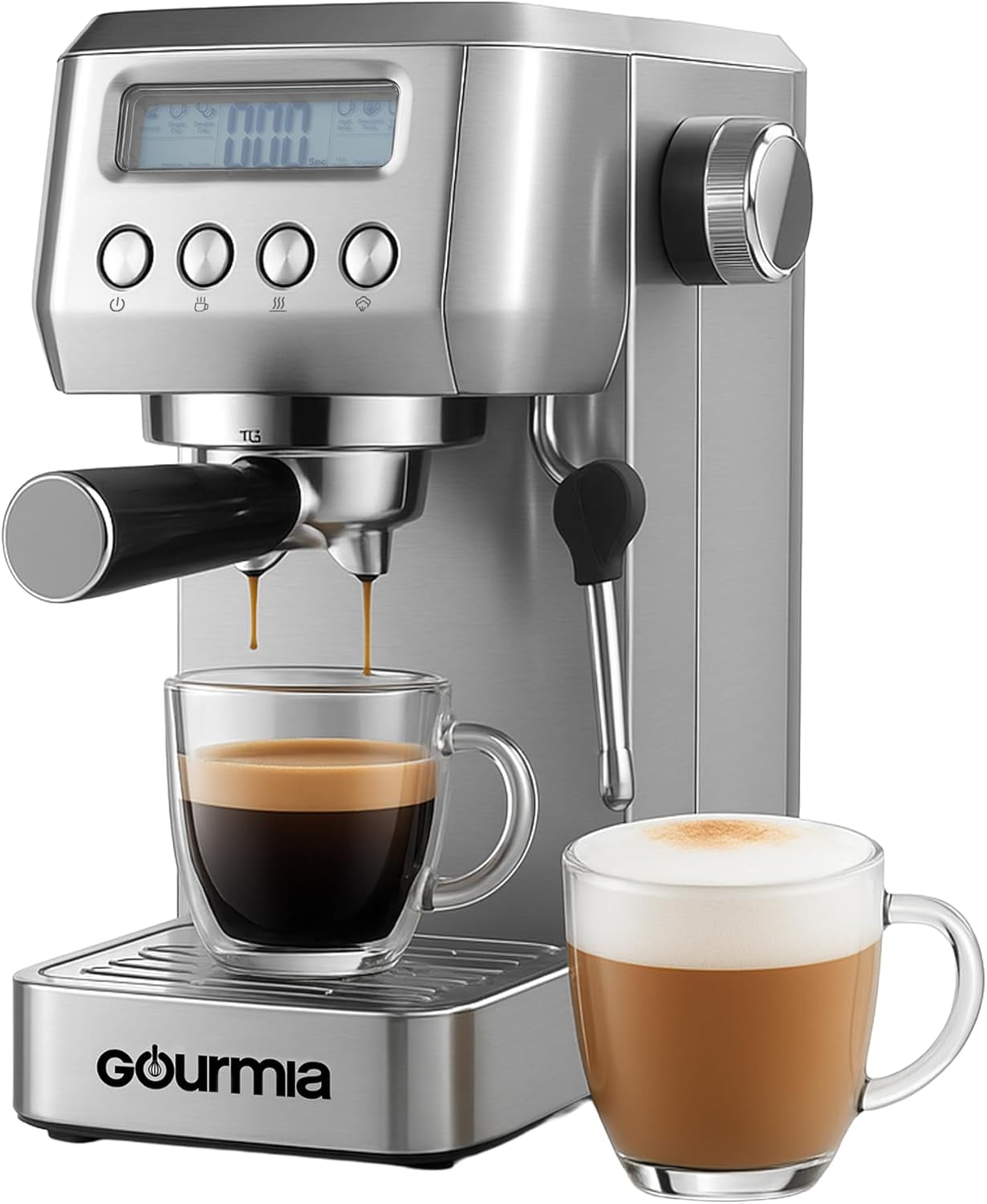 Slim Espresso Machine – 20-Bar Pump, LCD Display, Milk Frother ...
