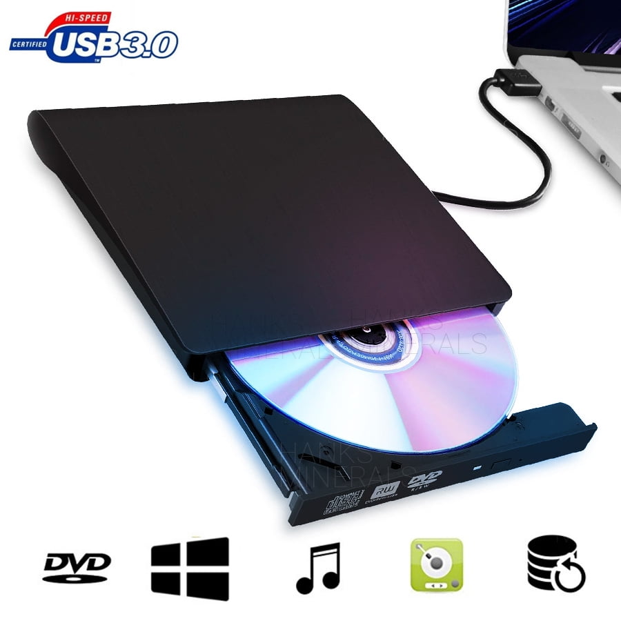 Slim External CD DVD RW Drive USB 3.0 Writer Burner Player Black For ...
