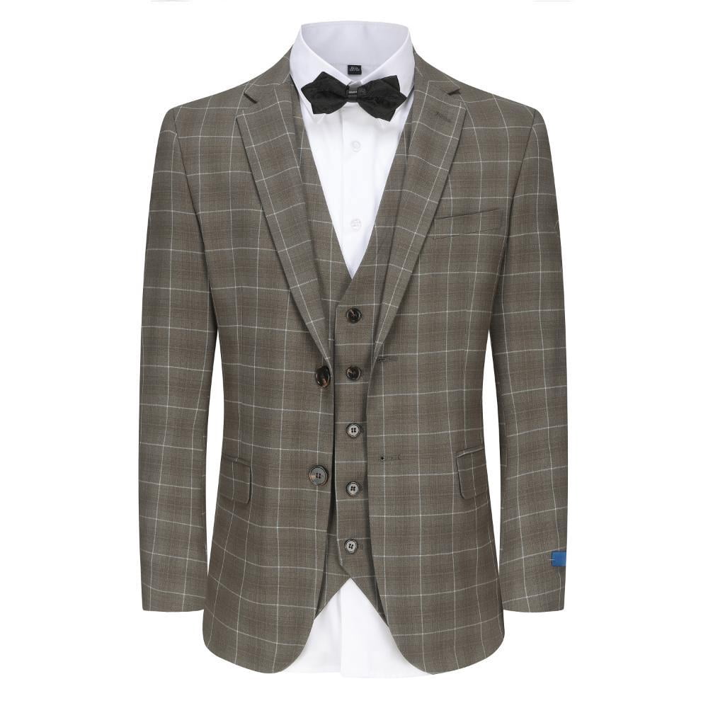 Slim Fit 3PC Elegant Check Suit - Walmart.com