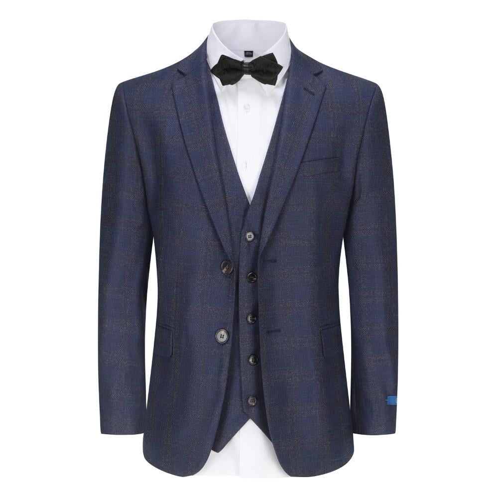 Slim Fit 3PC Tailored Check Suit - Walmart.com