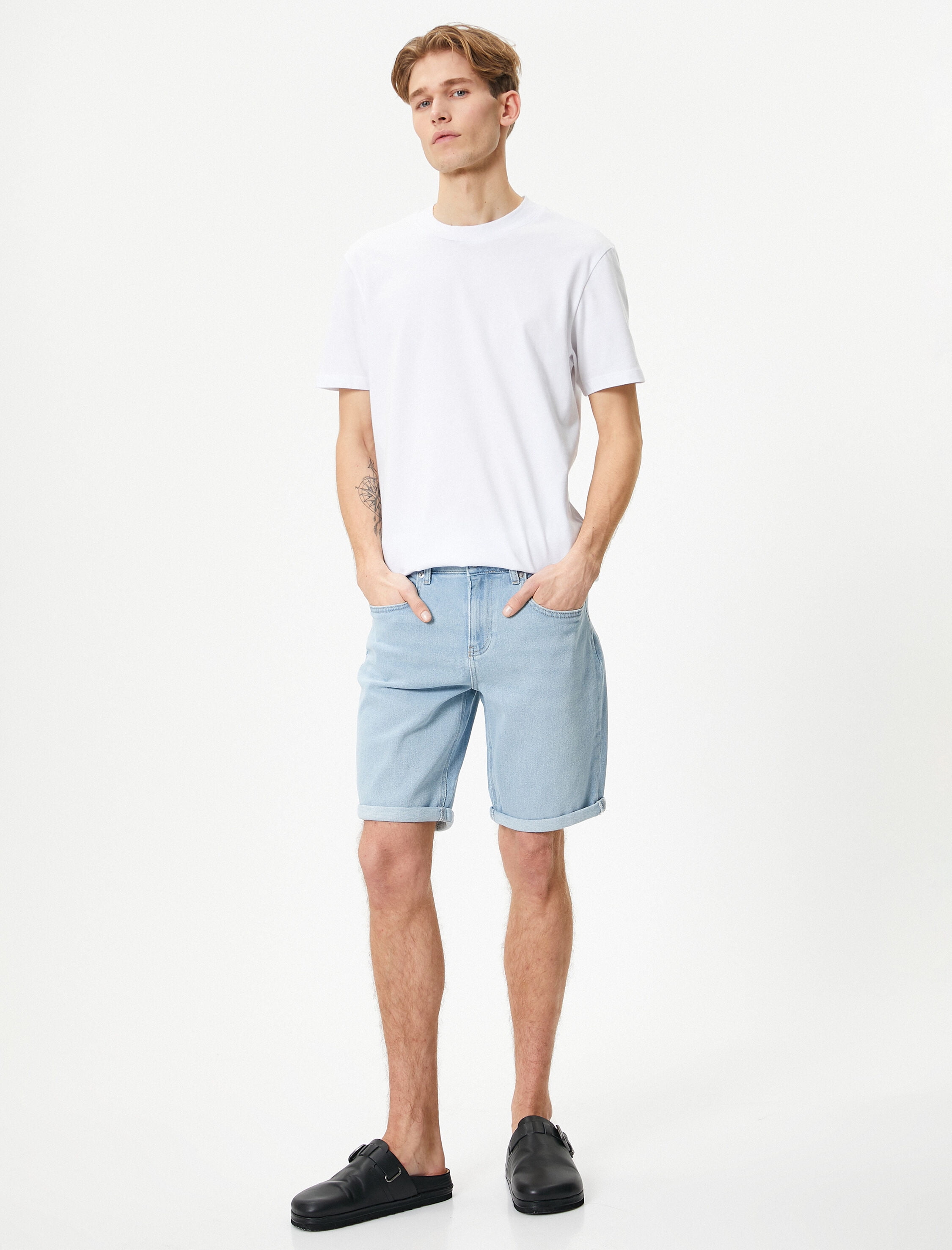 Slim Fit Buttoned Denim Shorts - Walmart.com