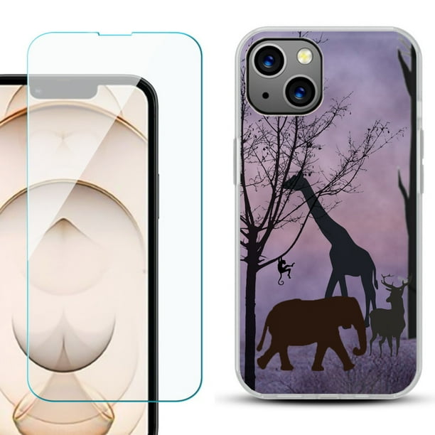 Slim-Fit Flexible TPU Gel Phone Case for iPhone 13, with Tempered Glass ...