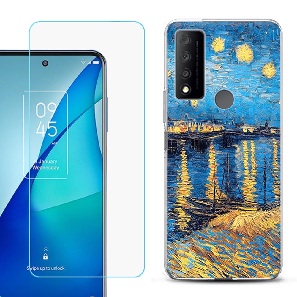 Slim-Fit Gel TPU Phone Case for TCL 4X 5G, with Tempered Glass Screen ...