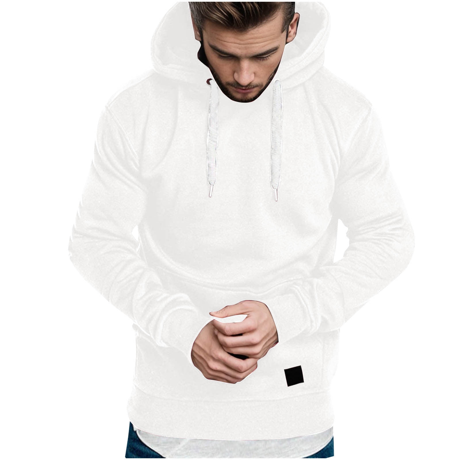 Slim Fit Hoodies for Men Athletic Gym Lightweight Pullover Hoodie Solid ...