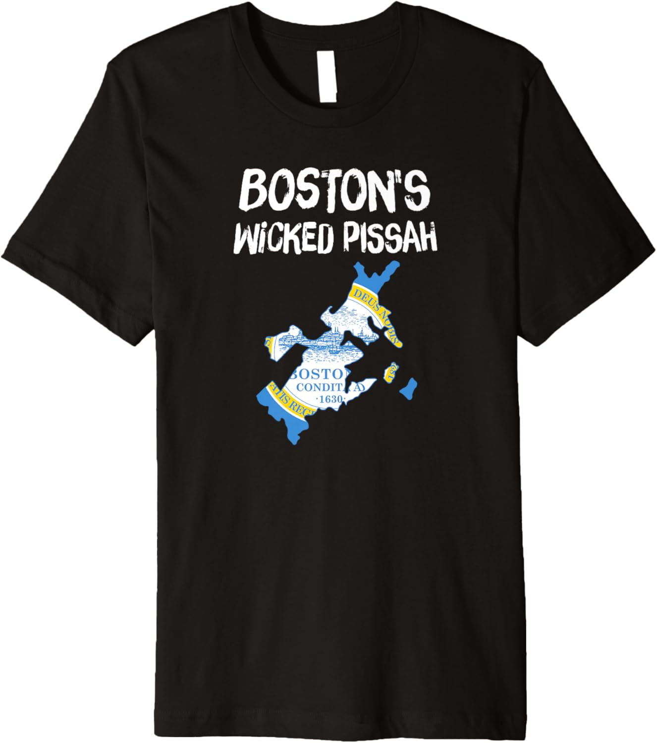 Slim Fit Humor Boston's Wicked Pissah T Shirt Boston Map - Walmart.com