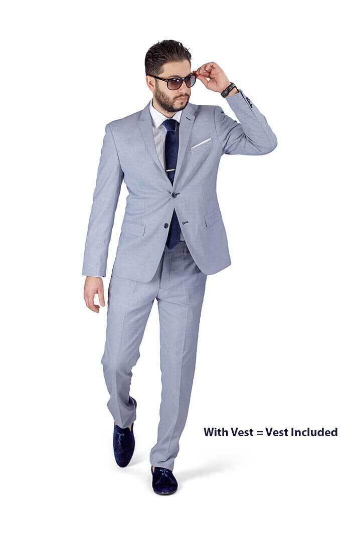 Slim Fit Men Suit Micro Textured Weave 2 Button Notch Collar AZAR 11812 ...