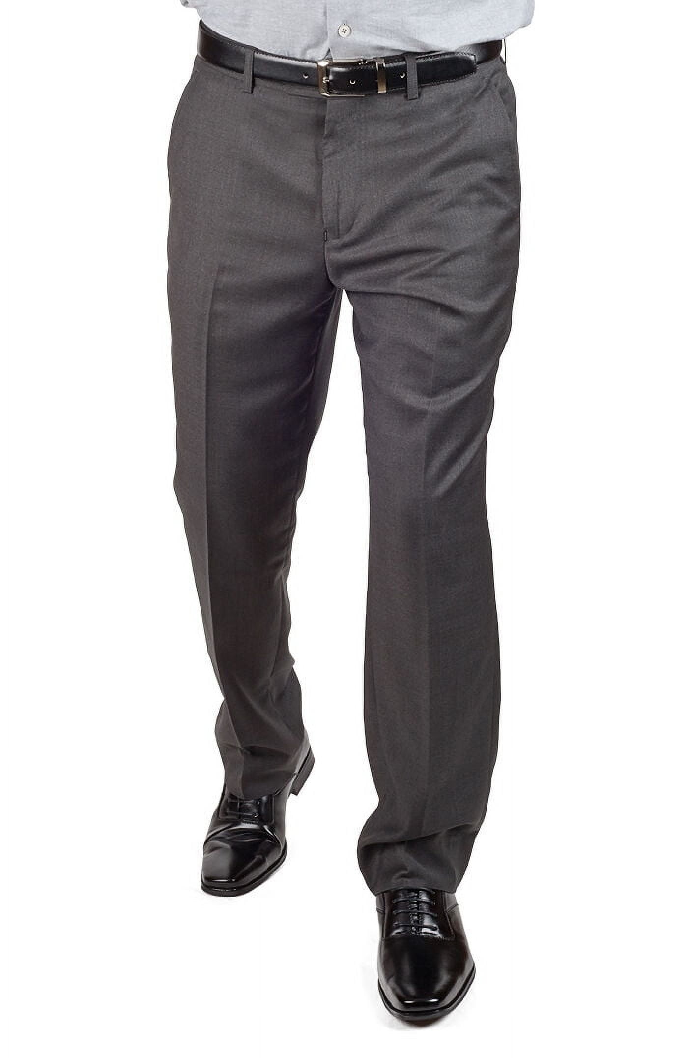 Slim Fit Men's Solid Suit Pants Trouser Flat Front No Pleats Dress ...