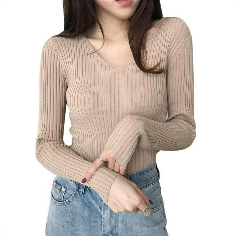 Womens Slim Fit V Neck Sweater Top Sellers