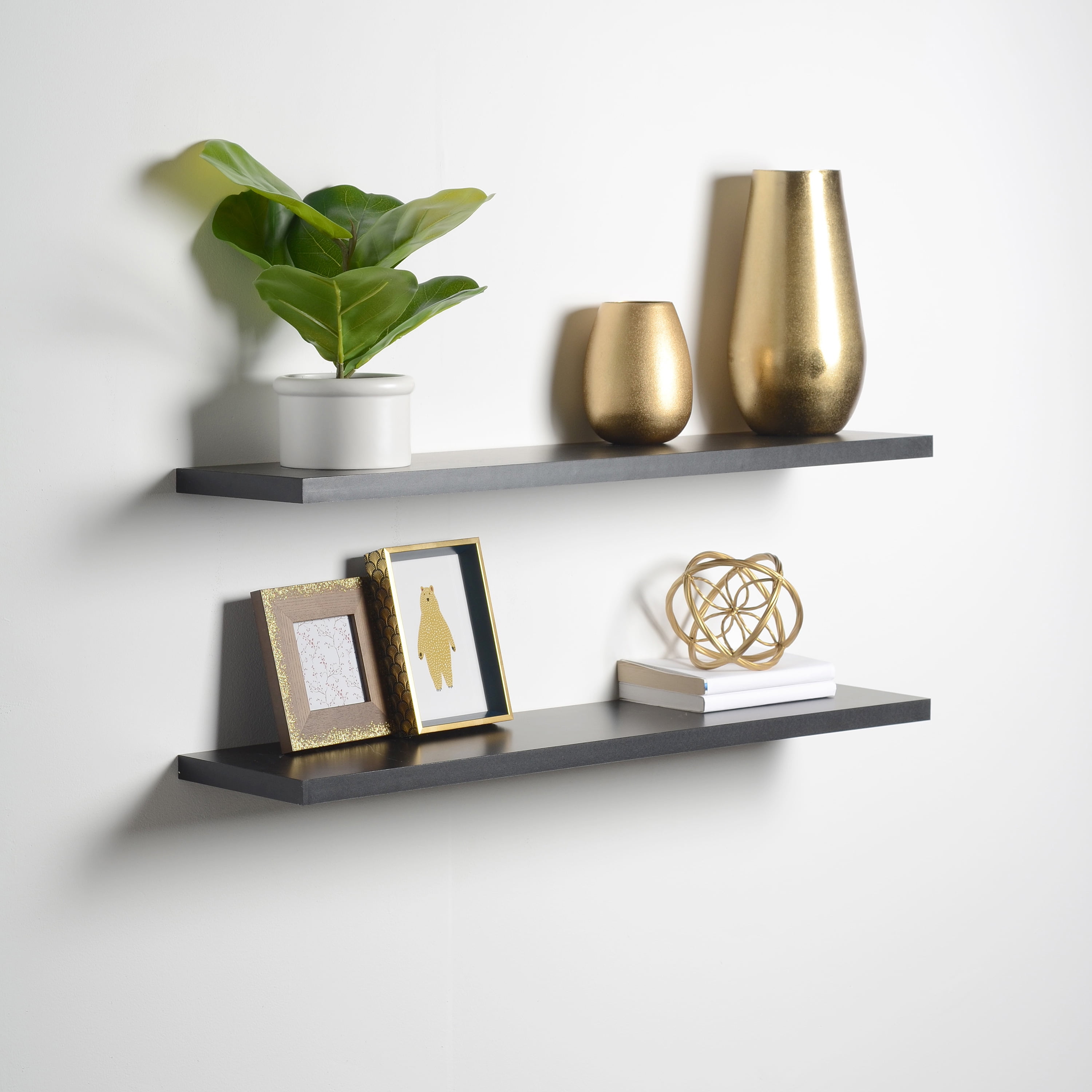 Slim Floating Wall Shelves, Set of 2 - Walmart.com