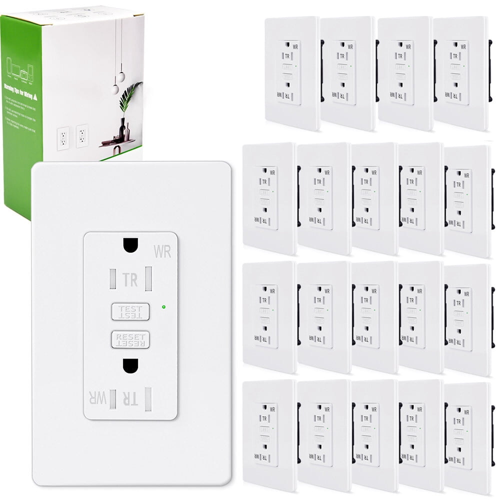 Slim GFI Outlet 15 Amp WR TR GFCI Receptacles with Plate Kitchen ...