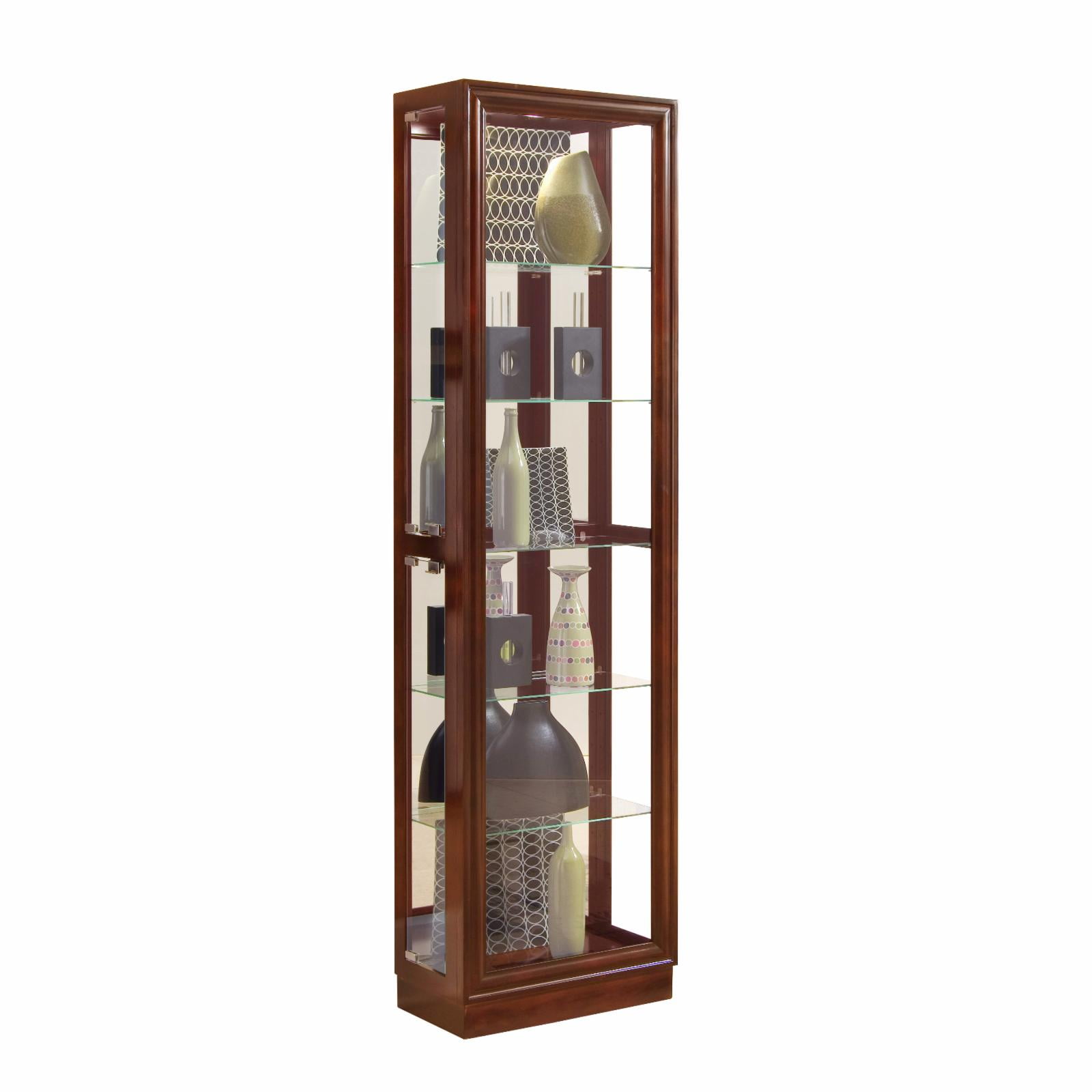 Slim Hardwood Side Entry Curio Cabinet in Cherry Brown by Pulaski ...