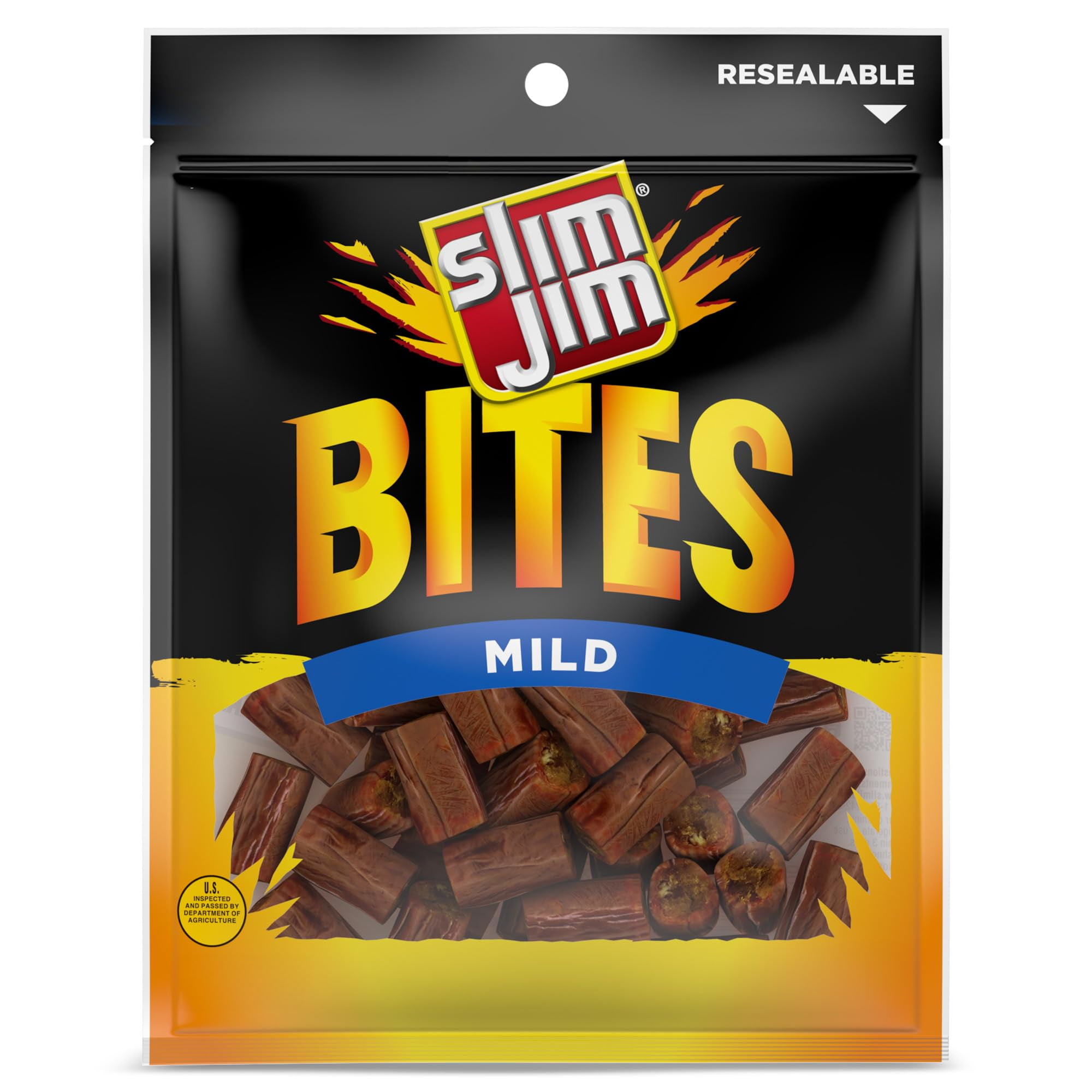 Slim Jim Bites, Mild Bite-Sized Smoked NSD3 Sausage Snacks, 3.75 oz ...