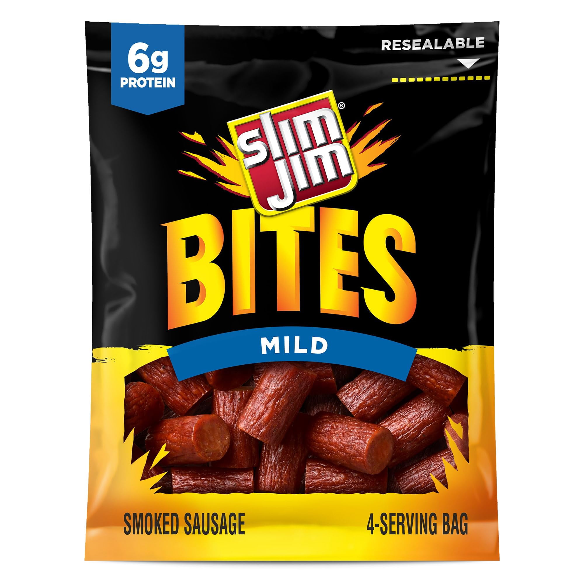 Slim Jim Bites, Mild DMF15 Bite-Sized Smoked Sausage Snacks, 3.75 oz ...