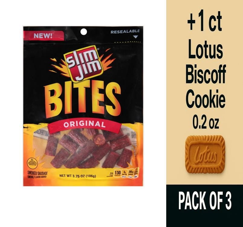 Slim Jim Bites Original Bite-Sized Smoked Sausage Snacks 3.75 oz - Pack ...