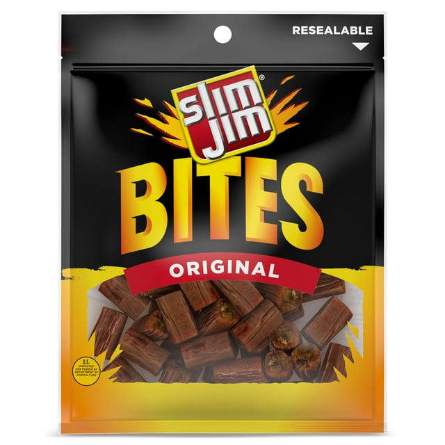 Slim Jim Bites, Original OIF8 Bite-Sized Smoked Sausage Snacks, 3.75 oz ...