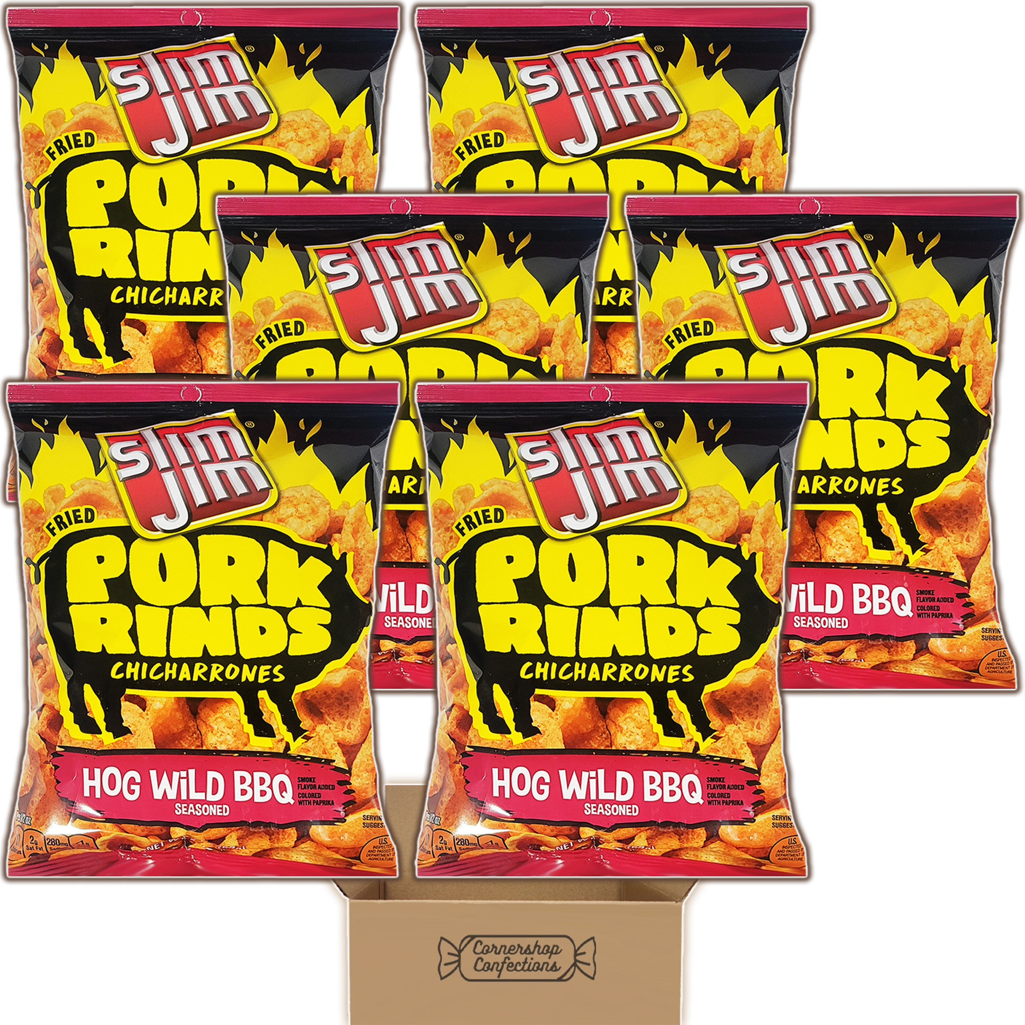 Slim Jim Fried Pork Rinds Chicharrones Bulk Pack - Hog Wild BBQ ...