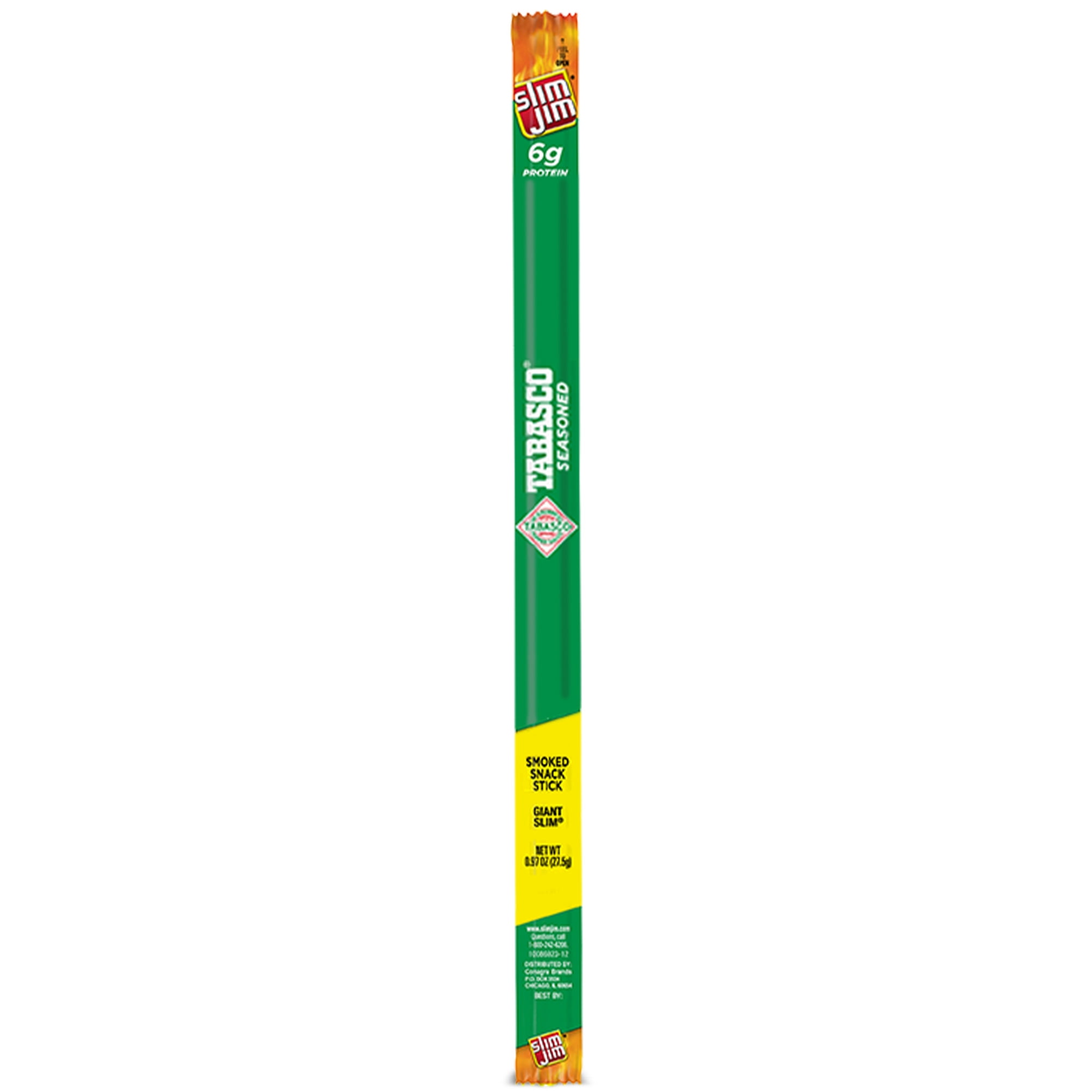 Slim Jim Giant Sized Tabasco Snack Stick Meat Snacks, 0.97 oz - Walmart.com