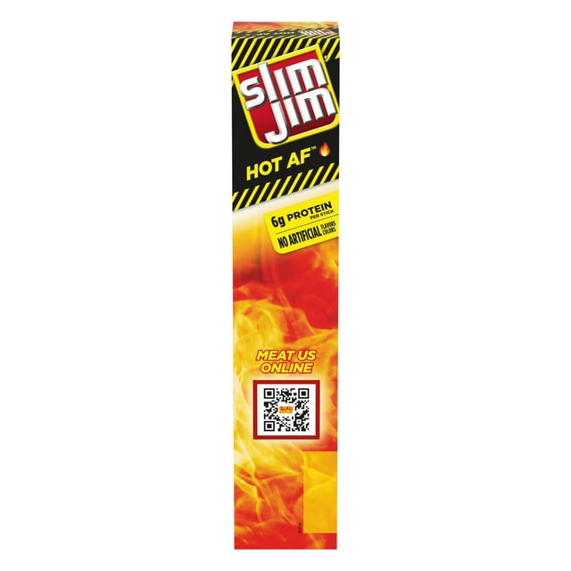 Slim Jim Giant Smoked Meat HYZ01 Sticks, Hot AF Flavor, 6g Protein Per ...