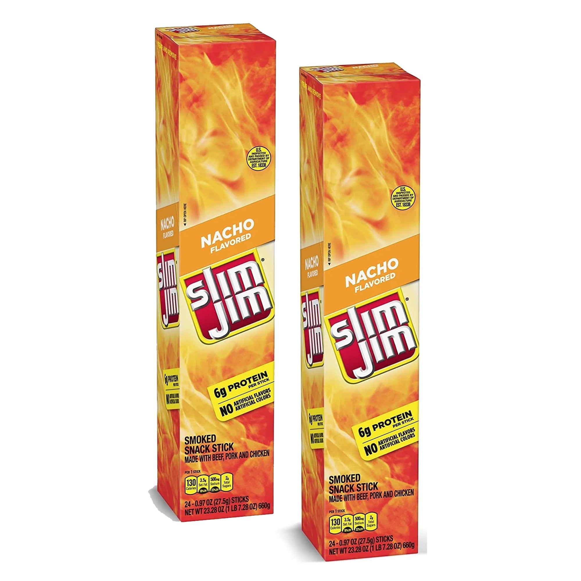 Slim Jim Nacho Meat Sticks, 6g Protein, 2 Boxes for Breakroom - Walmart ...