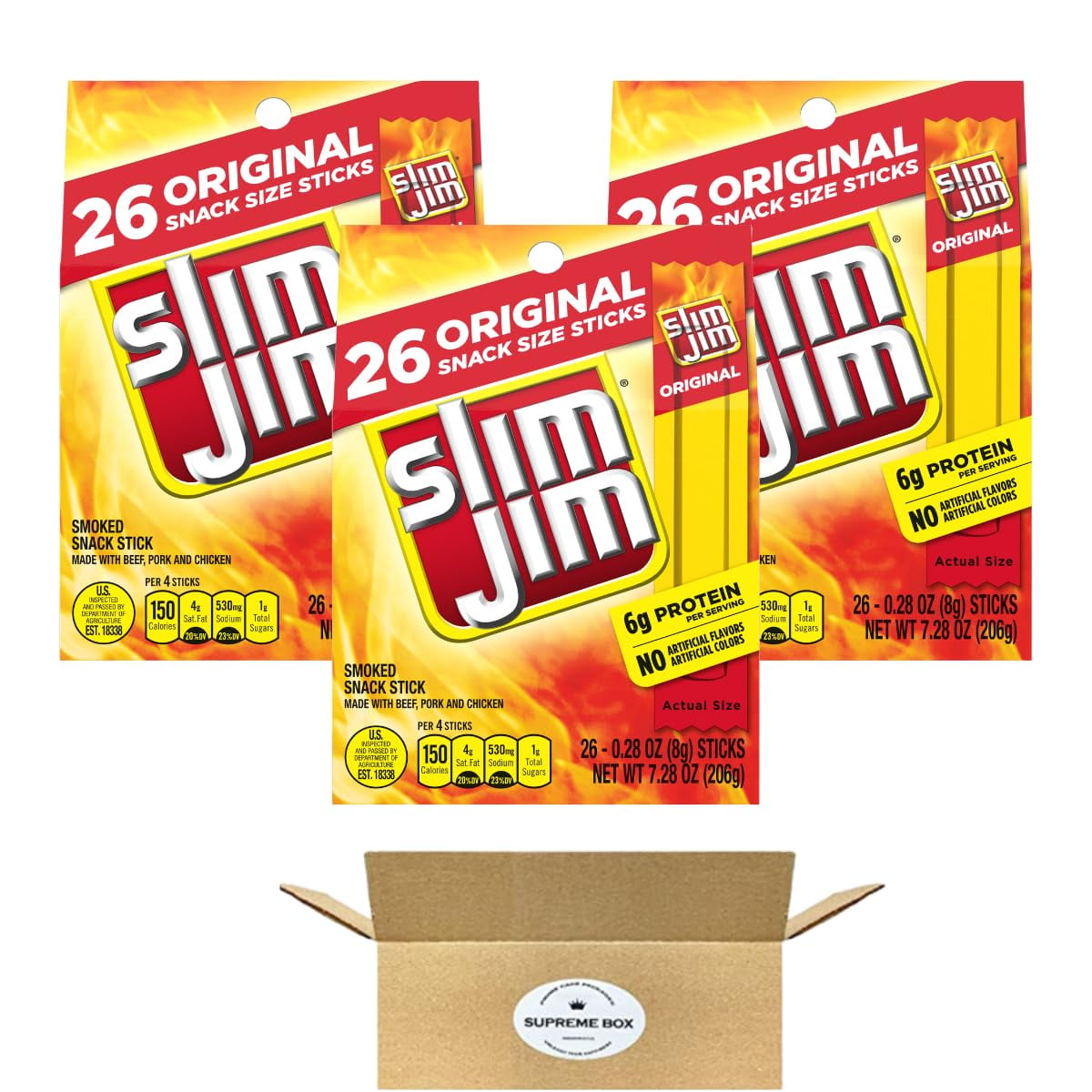 Slim Jim Mild Snack Size Original Smoked Snack Stick, 26-Count, Pack Of ...
