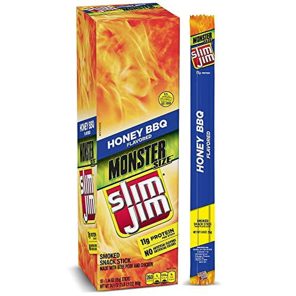 Slim Jim Monster Smoked .. Meat Sticks, Honey BBQ, .. Packed with ...