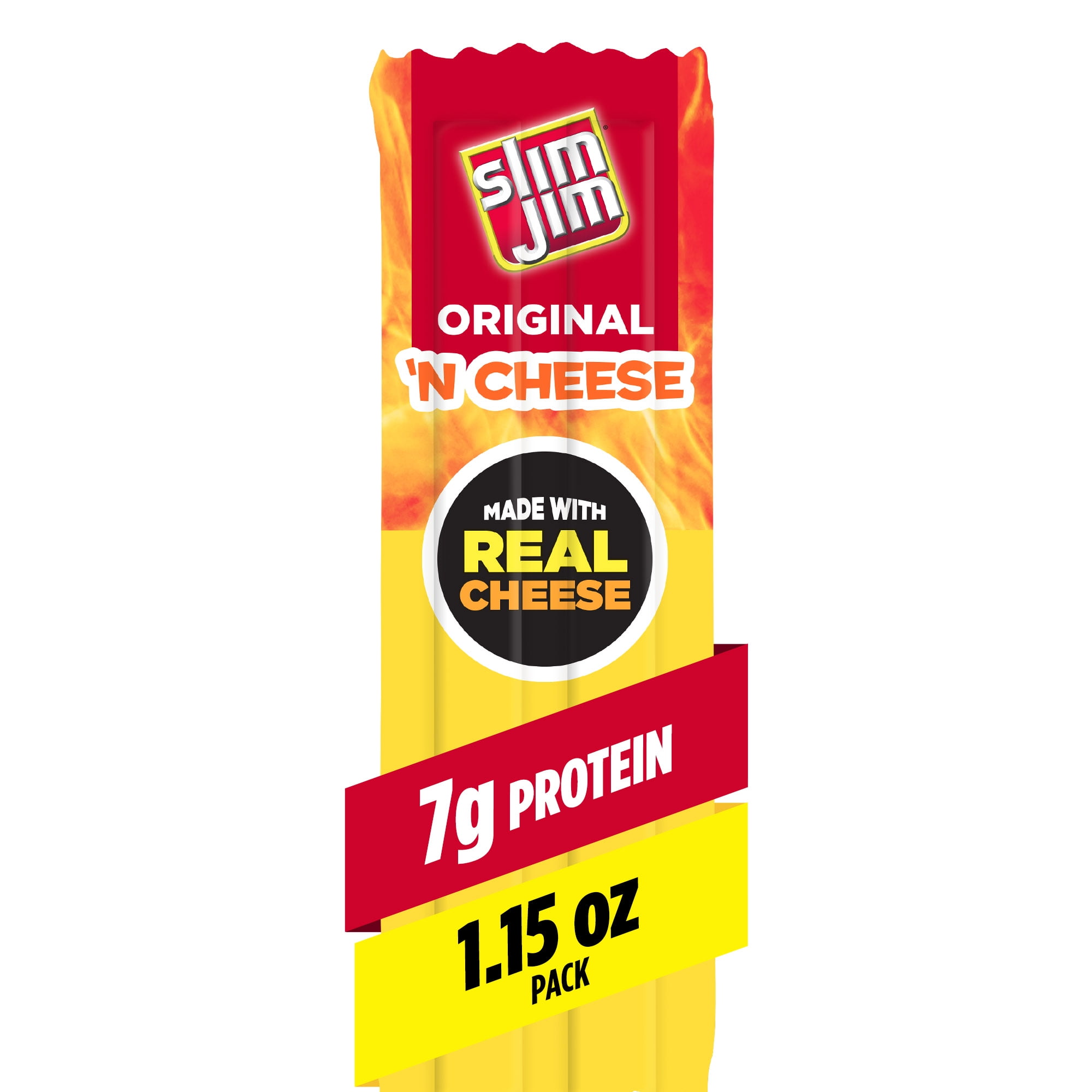 Slim Jim Beef 'N Cheese Smoked Meat Sticks, Original Flavor, 7g Protein ...