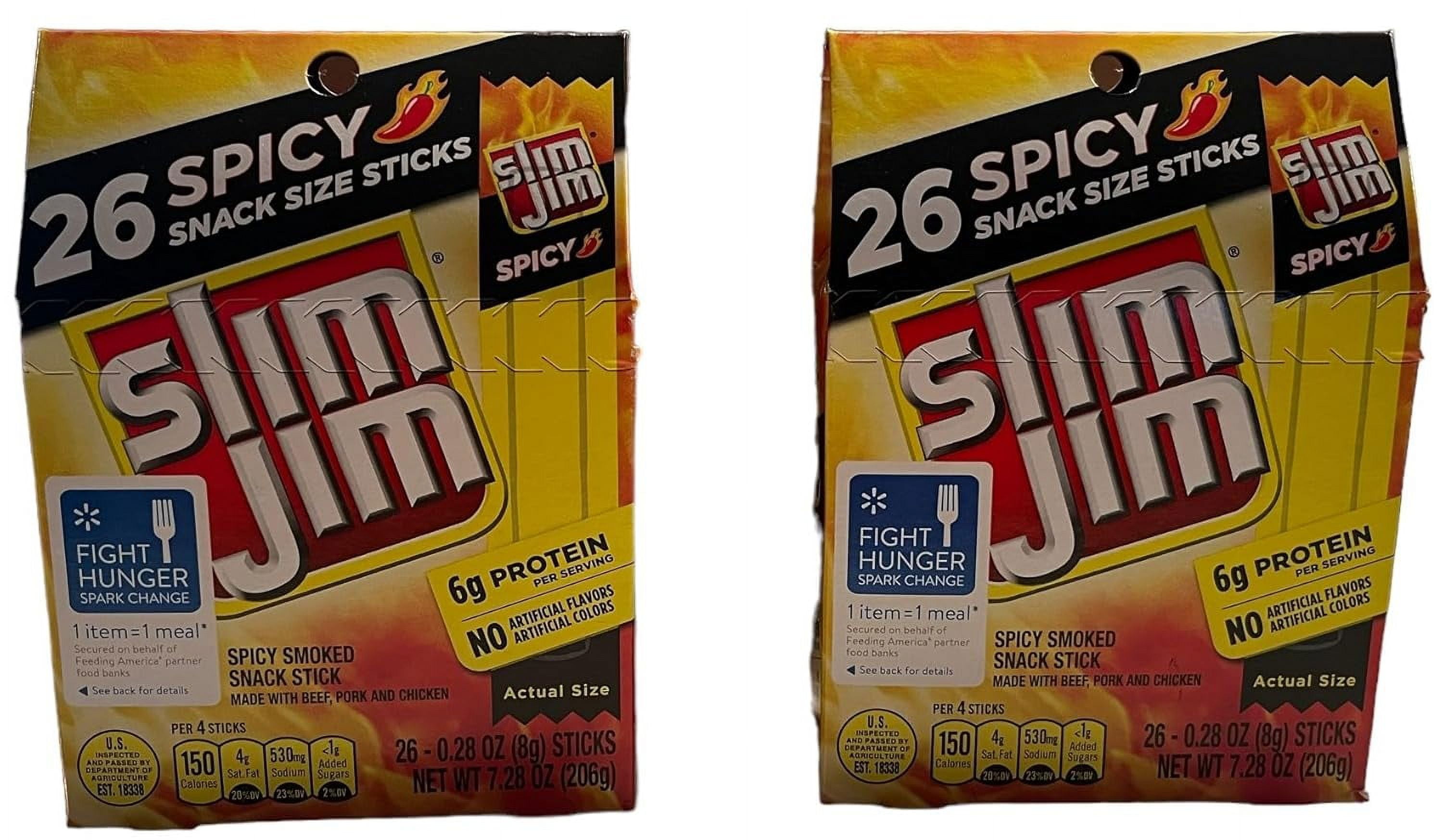 Slim Jim Original SPICY Flavor Smoked Snack Sticks 2 Pack (52 Total ...
