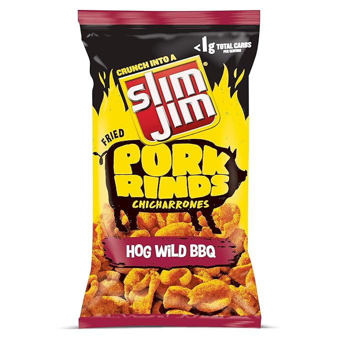 Slim Jim Pork Rinds Hog Wild BBQ Fried Snacks, Keto Friendly, 4.5 oz ...
