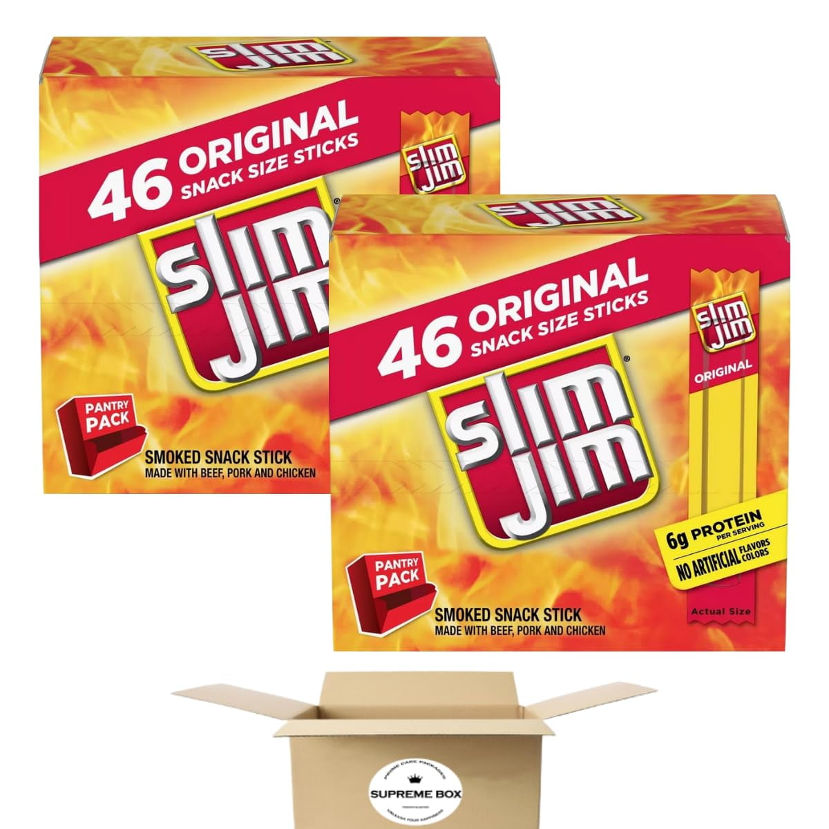 Slim Jim Smoked Snack Stick Pantry Pack, Original, Keto Friendly, 0.28 ...