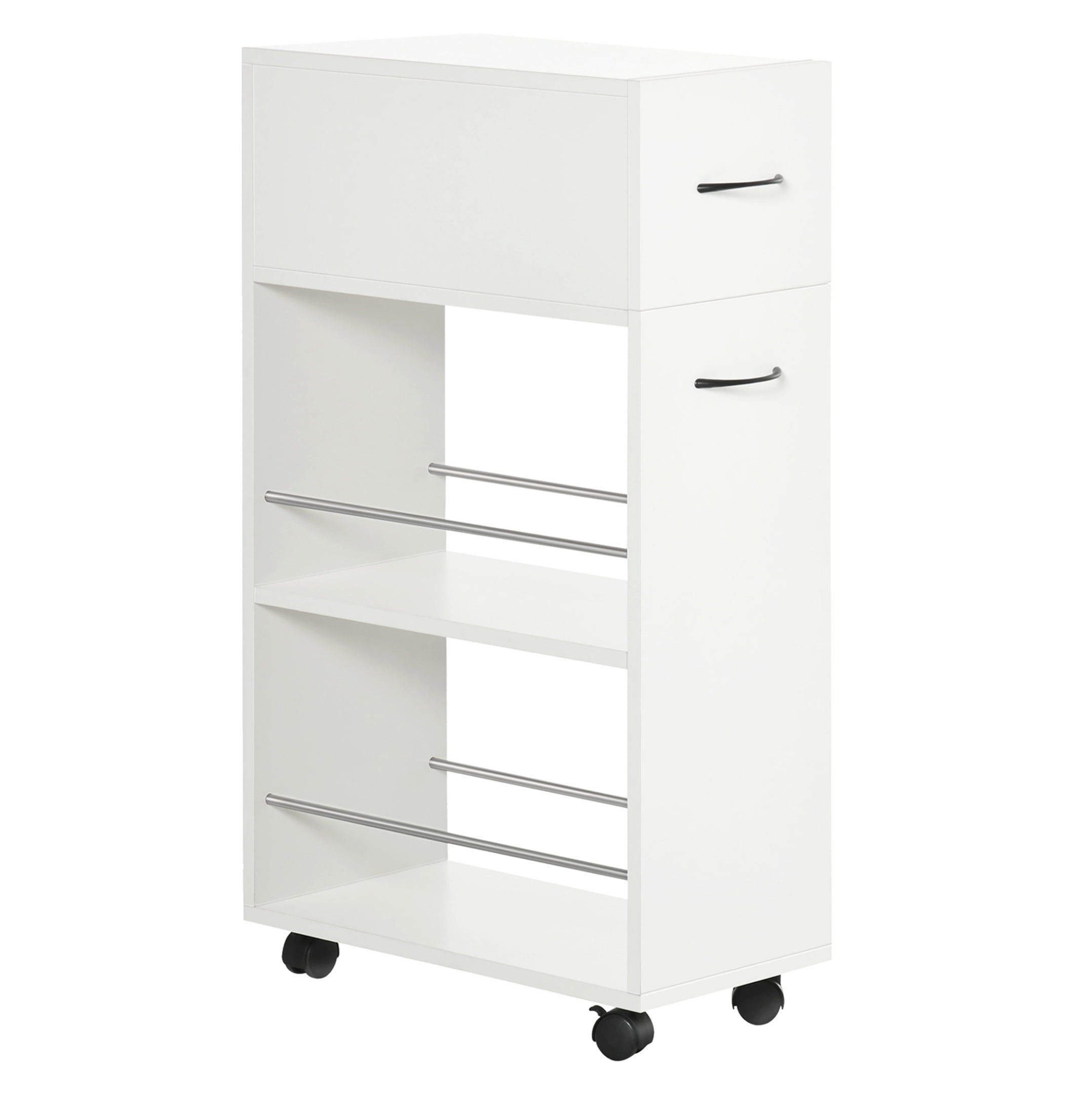 Slim Kitchen Cart, 3-Tier Rolling Utility Cart - White Storage ...