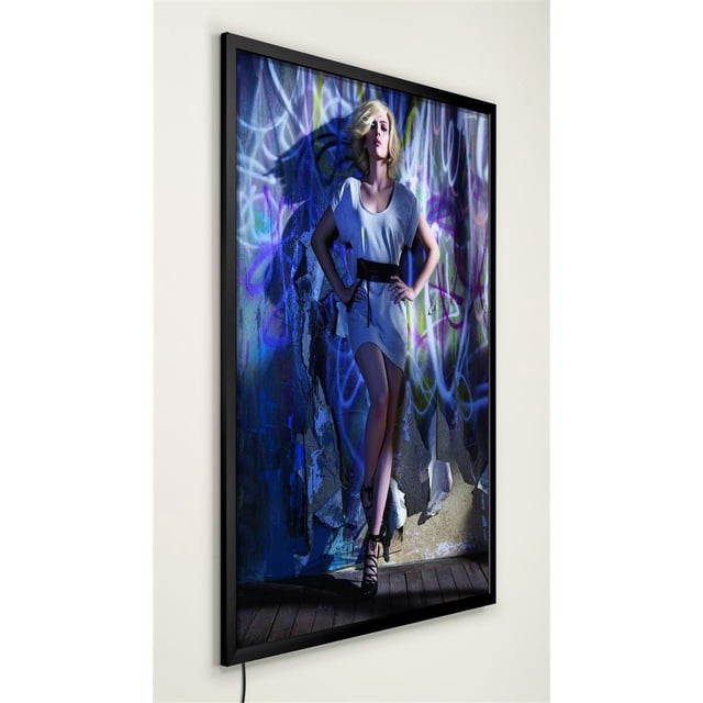 Slim LED Light Box with Snap Open Edging, Wall Mounted, Holds 18 x 24 ...