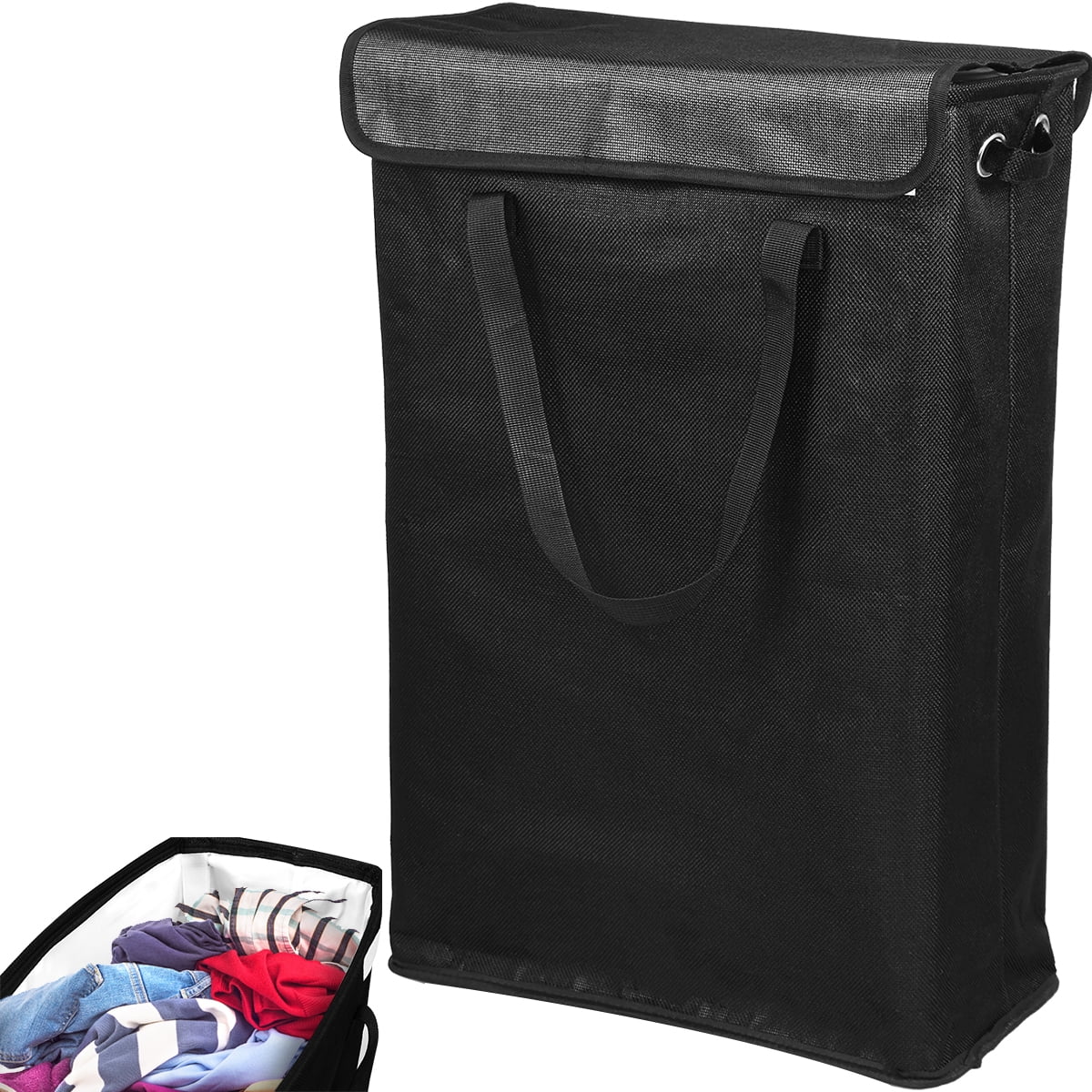 Slim Laundry Basket with Lid 45L Slim Laundry Hamper Waterproof Narrow ...