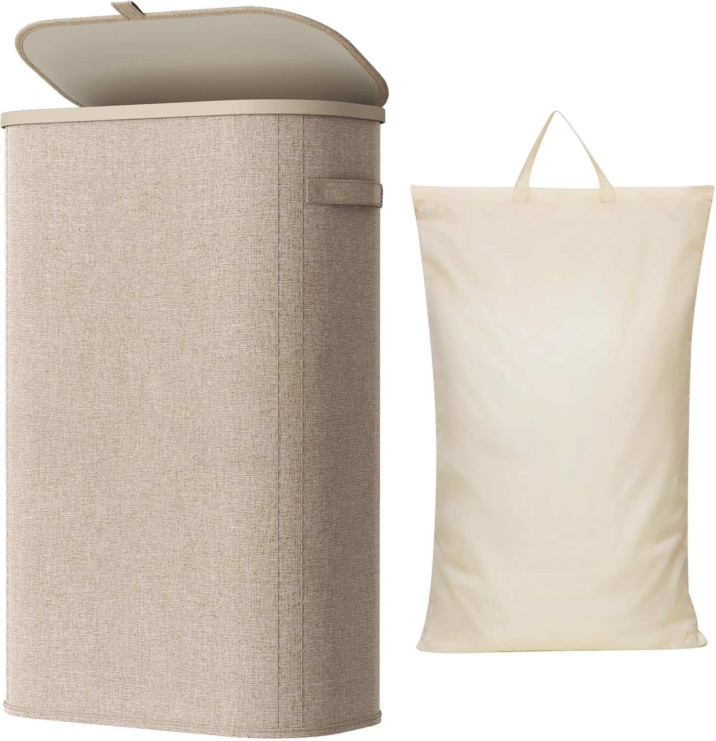 Slim Laundry Basket with Lid, Narrow Hamper Plastic Handles and ...